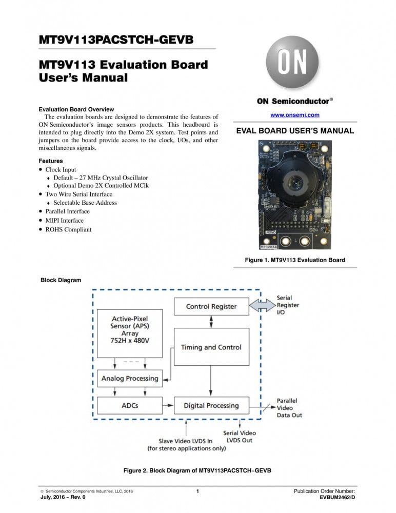 MT9V113 evaluation board overview