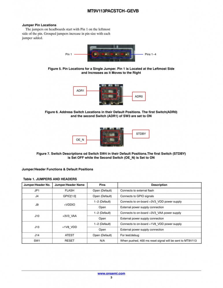 MT9V113 evaluation board top view