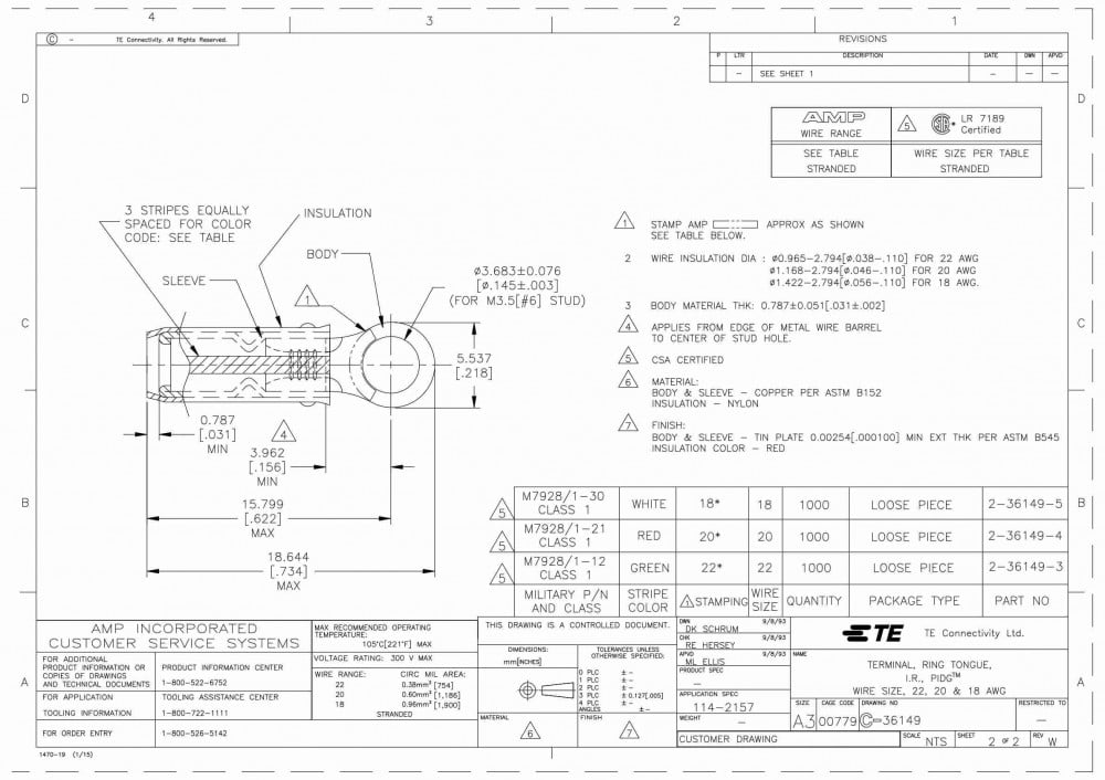 TE Connectivity 2-36149-5 controlled drawing page 2