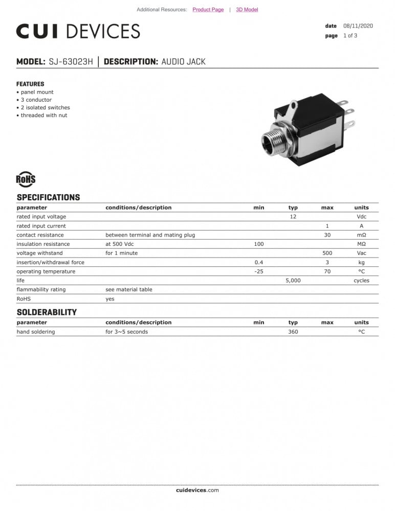 SJ-63023H technical document page 1