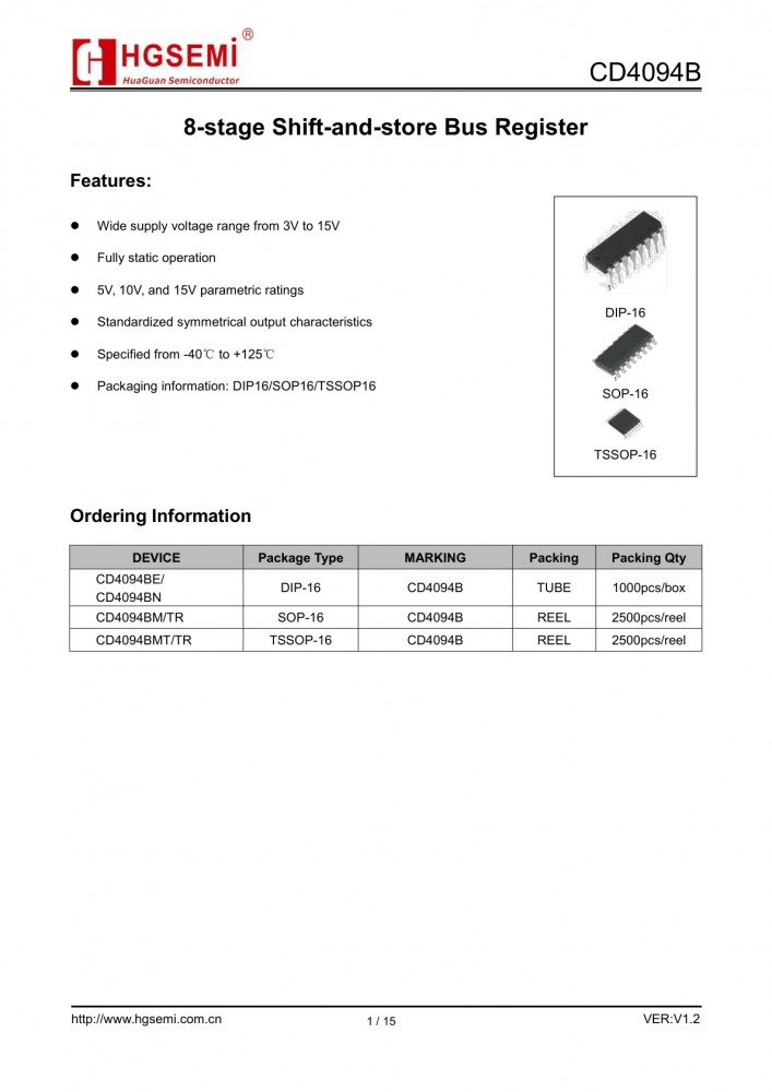 CD4094BM/TR datasheet page 1