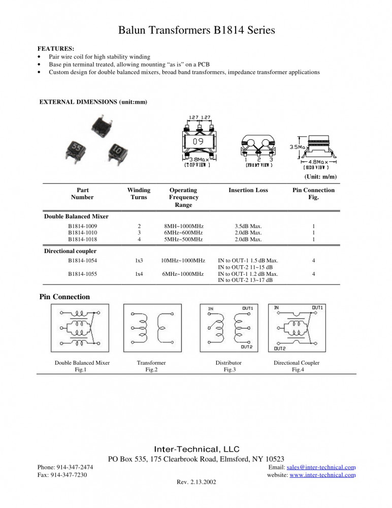 B1814 series technical document page