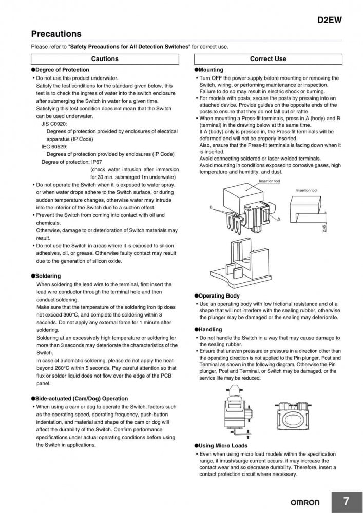 OMRON D2EW datasheet page 7