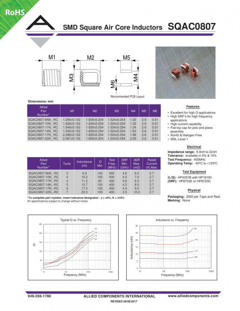 SQAC0807-6N9_-RC product specification and mechanical drawing