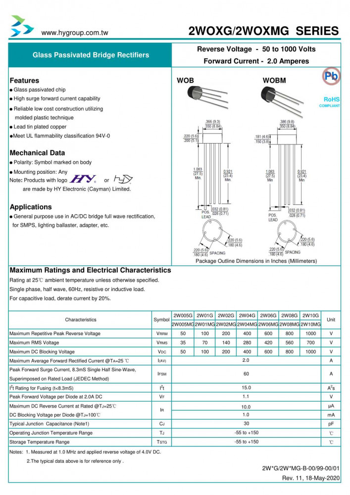 2W02MG datasheet page 1