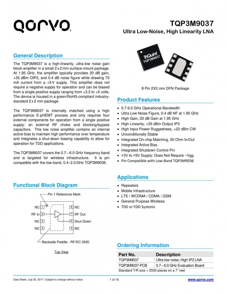 TQP3M9037 datasheet page 1