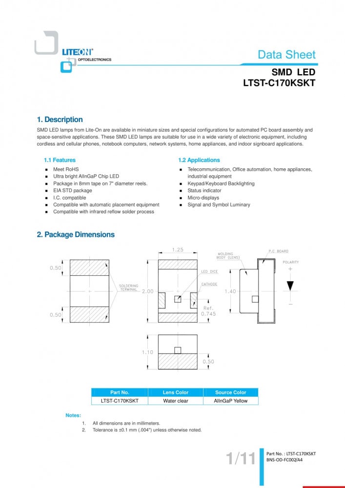 LTST-C170KSKT datasheet page 2