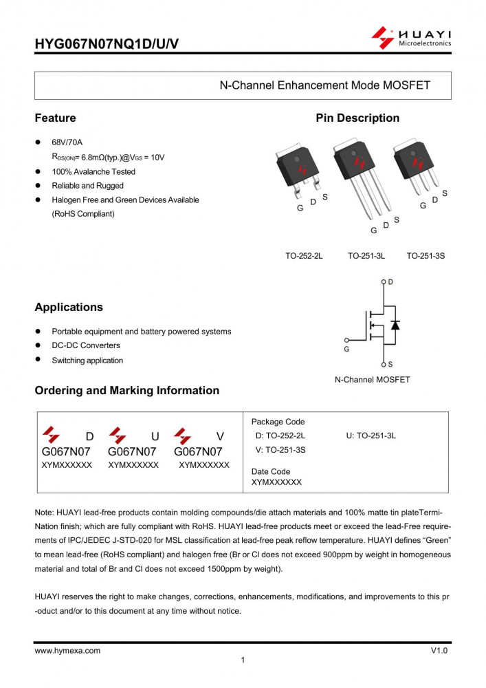 HYG067N07NQ1D datasheet page 1