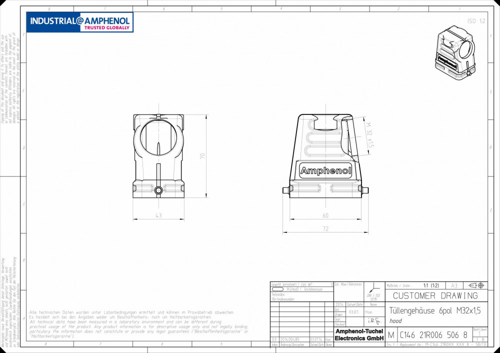 Amphenol C14621R0065068 customer drawing