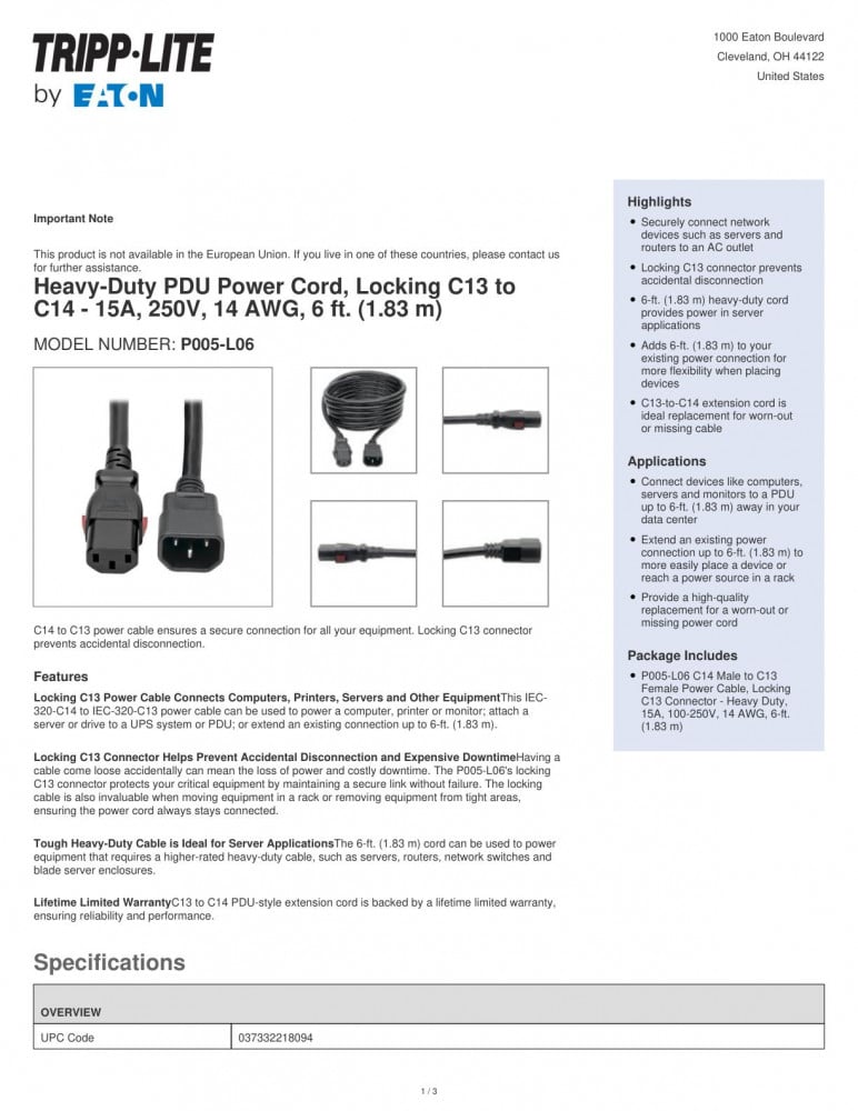 P005-L06 technical document page 1
