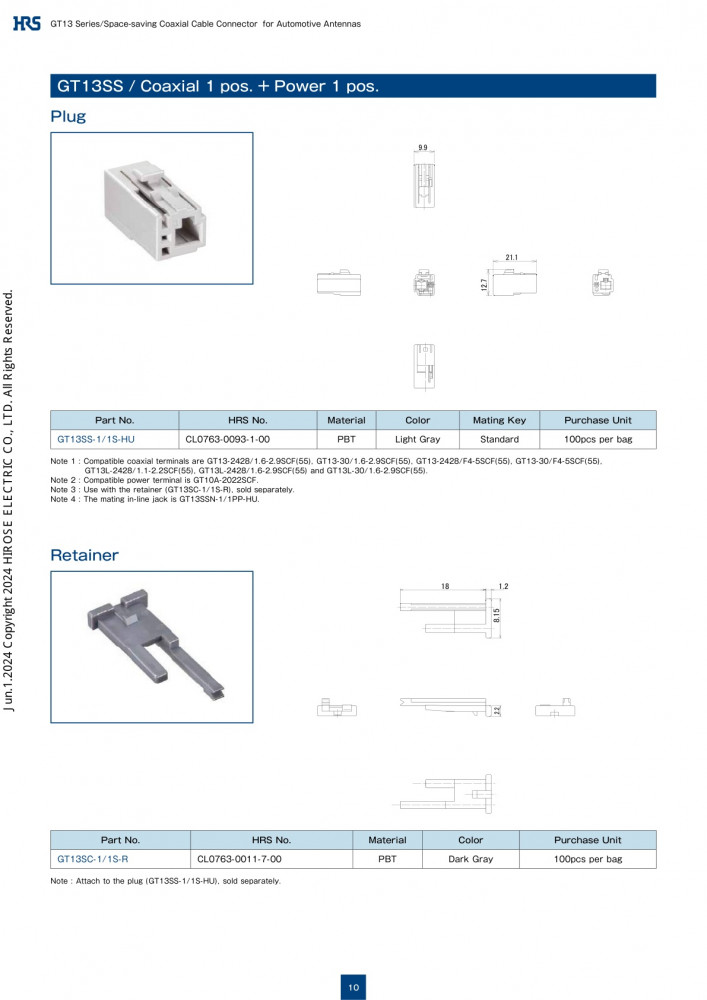 HRS GT13 Series document page 10