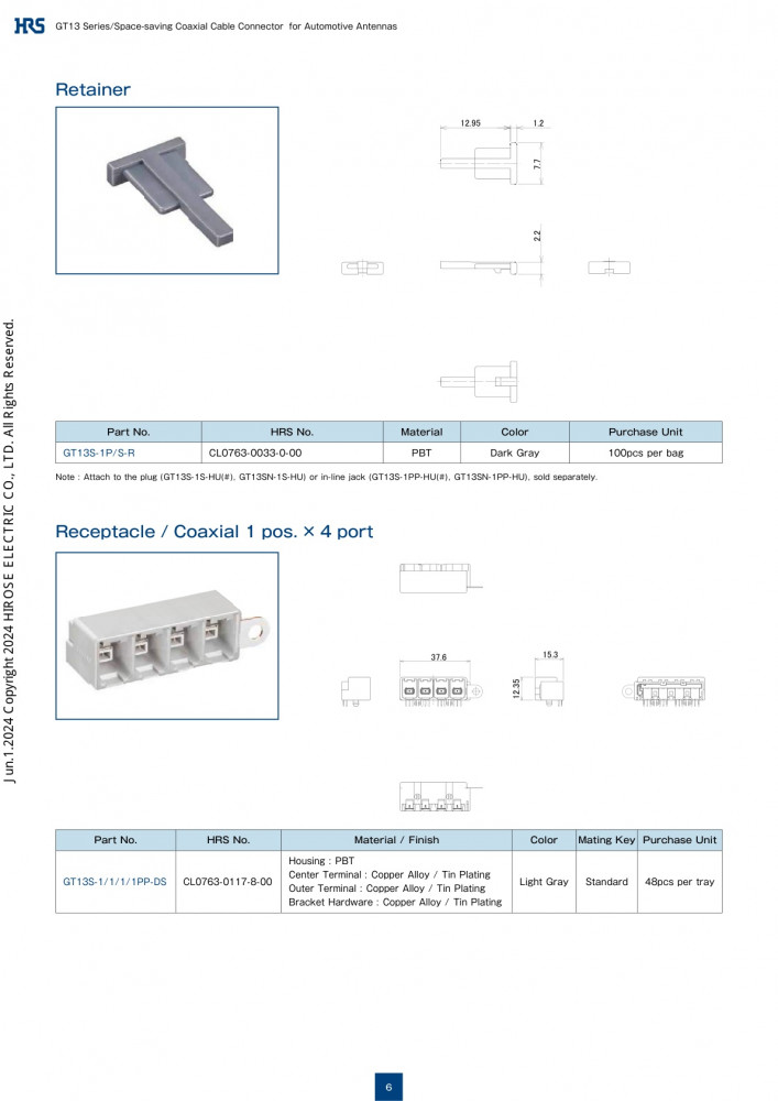 HRS GT13 Series document page 6