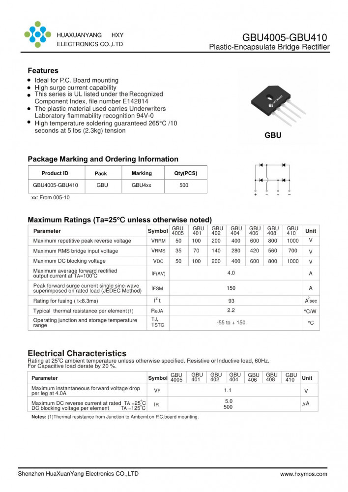 GBU406 datasheet page 1