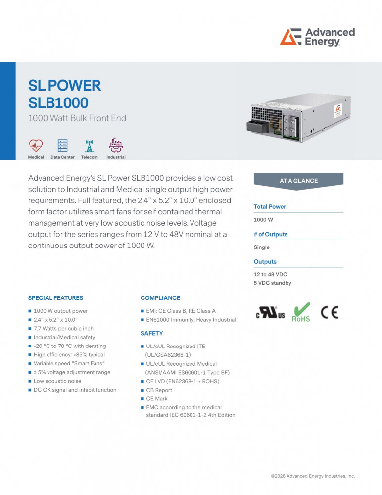 SLB1000 product document page 1