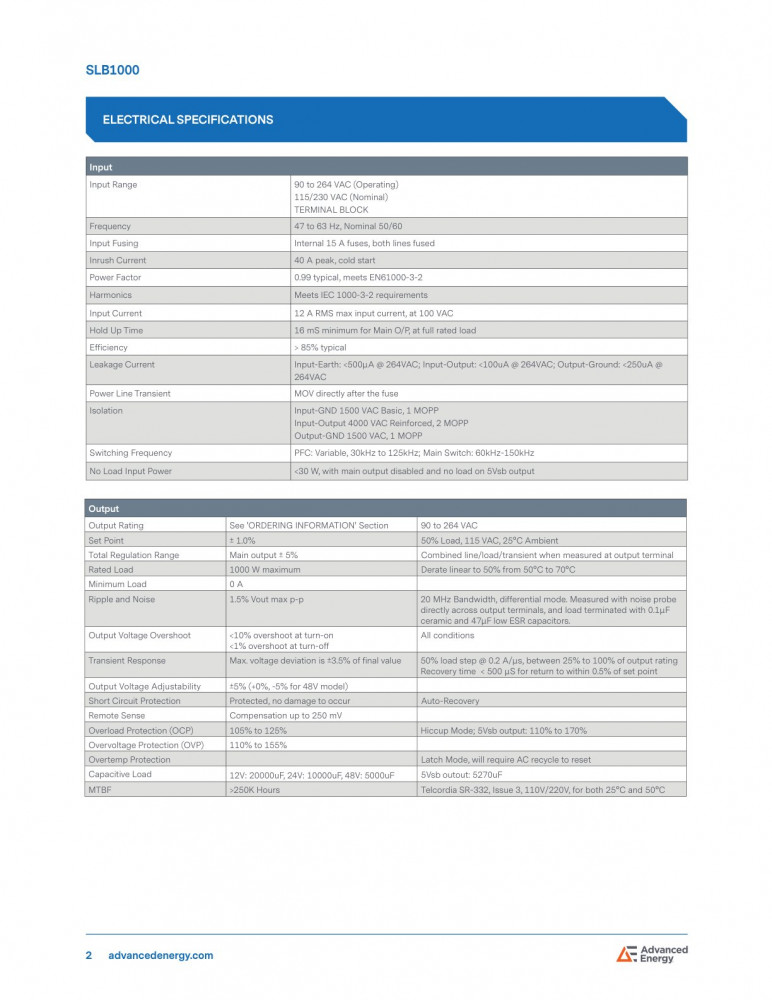 SLB1000 product document page 2