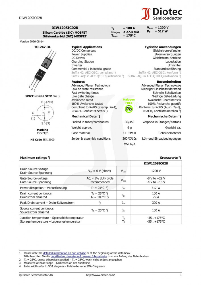 DIW120SIC028 document page 1