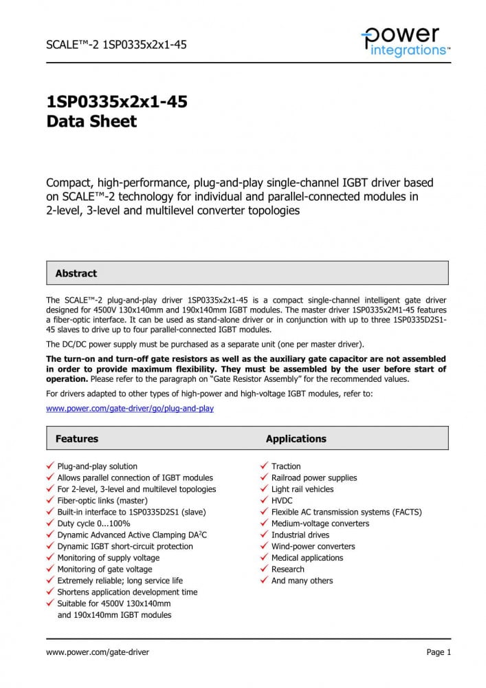 1SP0335S2M1-45 datasheet page 1