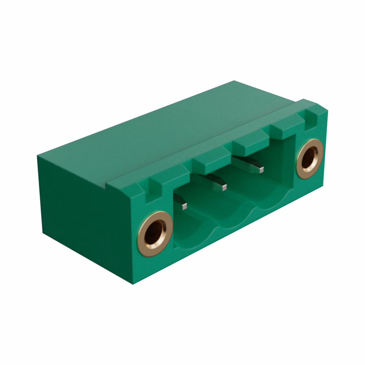 5.00mm Pitch Eurostyle Right-Angle PCB Header, with Threaded Retention Inserts, Green Housing, 3 Circuits for sale