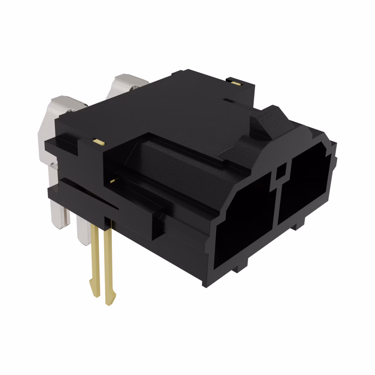 Mini-Fit Sr. Right-Angle Header, 10.00mm Pitch, Single Row, 2 Circuits, 8.30mm Tail Length, for 6.35mm PCB, 0.76µm Gold (Au) Plating, with Clip for sale