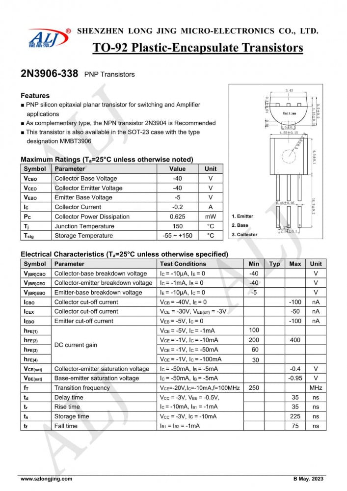 2N3906-338 ALJ datasheet page 1