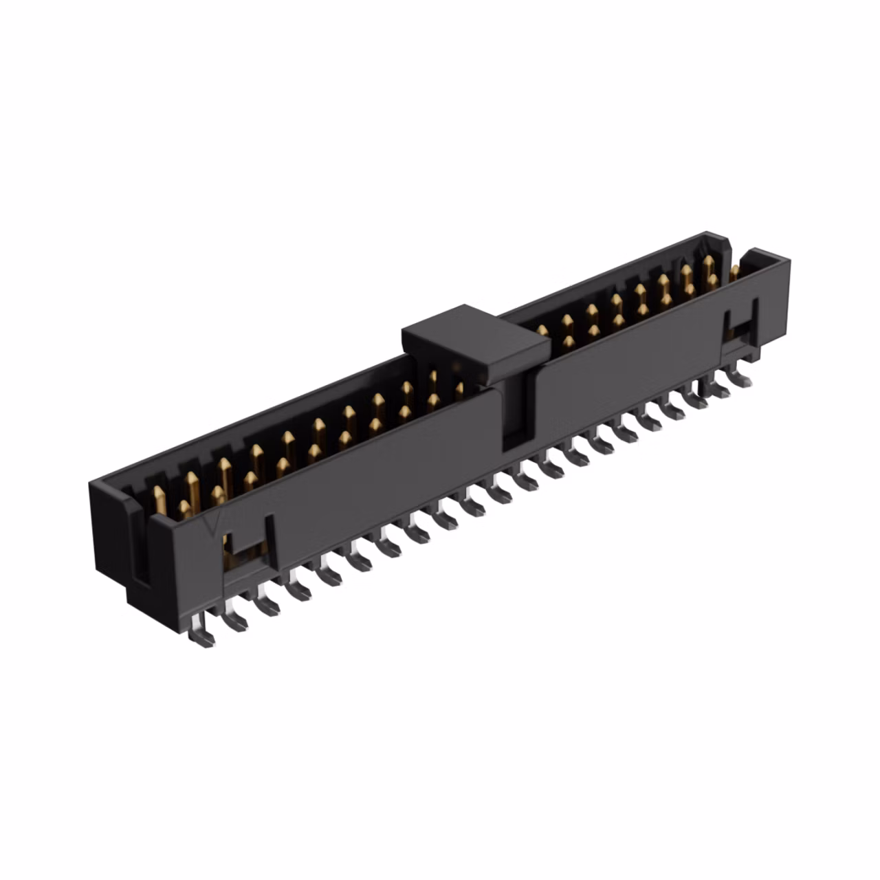 2.00mm Pitch, Milli-Grid PCB Header, Dual Row, Vertical, Surface Mount, Shrouded, 30 Circuits, 0.76µm Gold (Au) Plating, Dual Side Slots, Dual Friction Locks, Center Polarization, with Pegs, with Cap, Tape and Reel