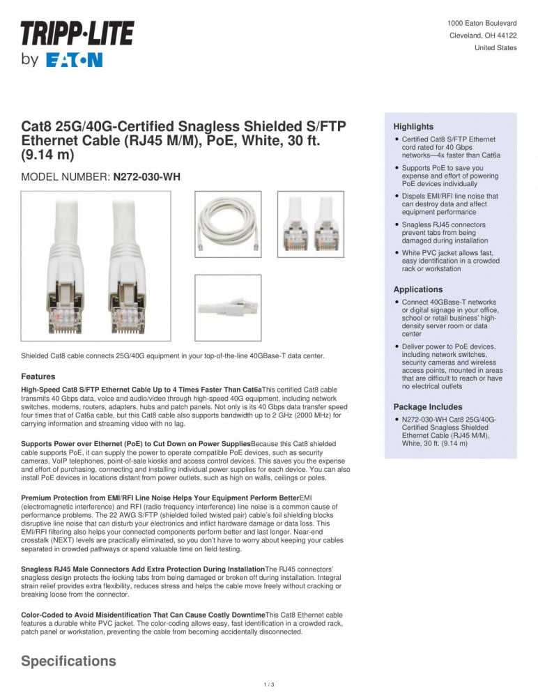 N272-030-WH technical document page 1
