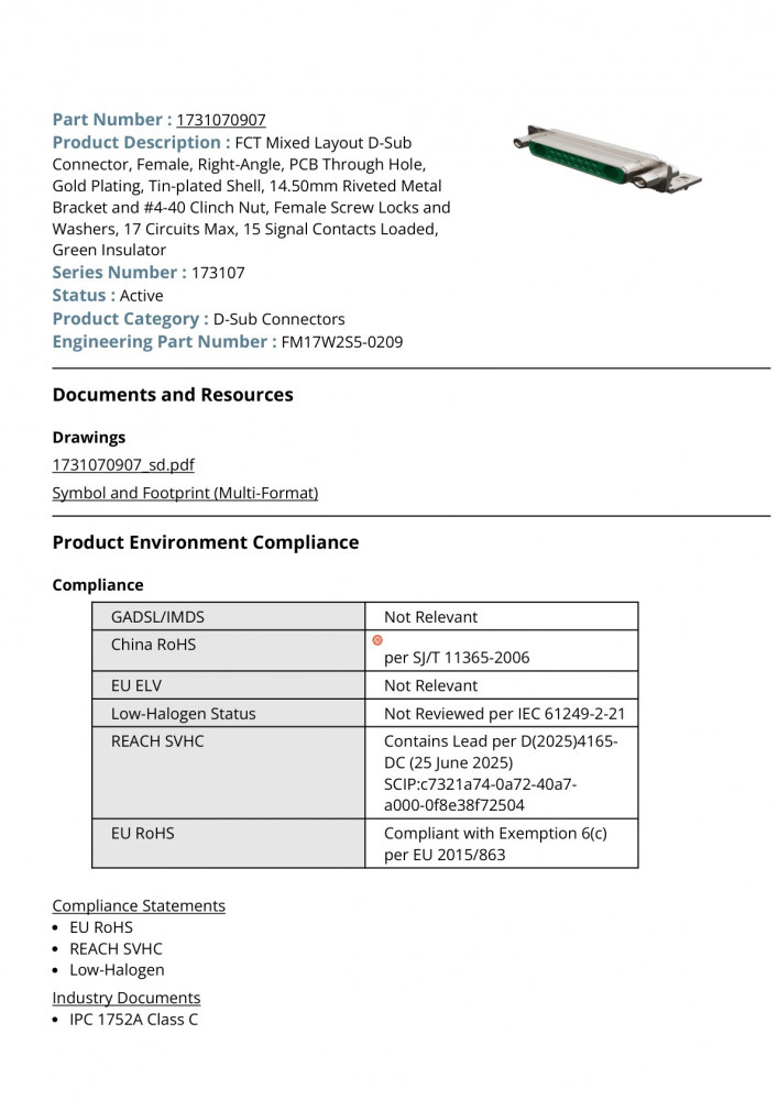 MOLEX 1731070907 technical document image 1