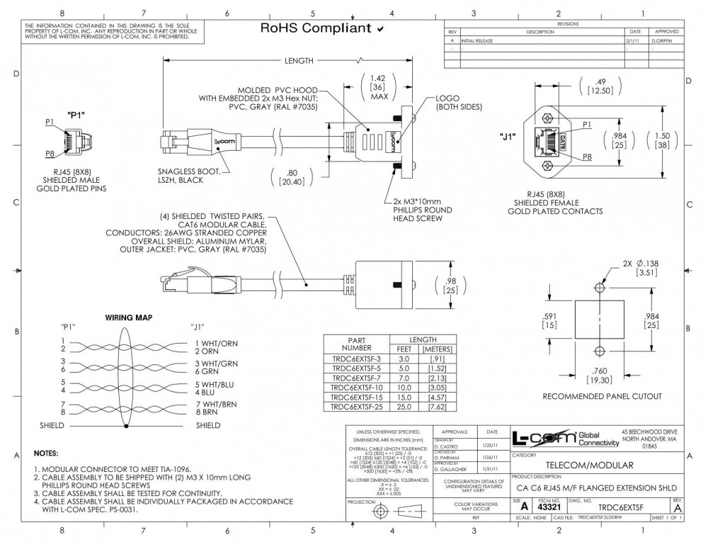 L-com TRDC6EXTSF product drawing