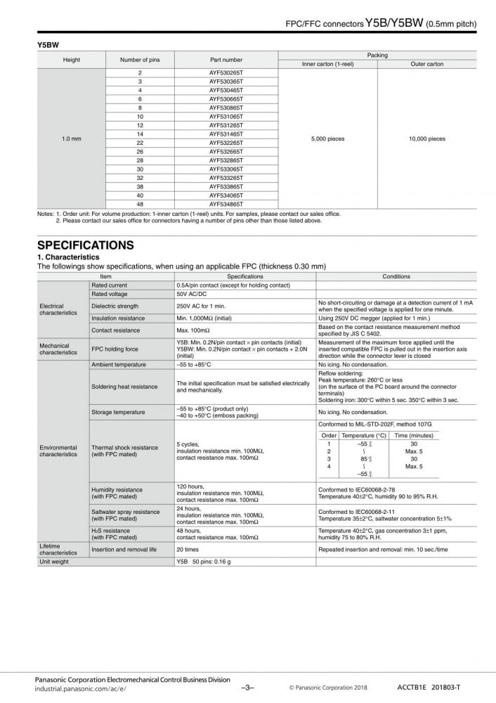 AYF533265T datasheet page 3