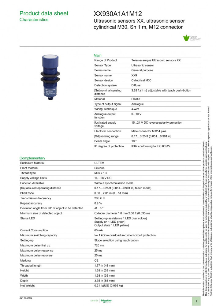 XX930A1A1M12 technical document page 1
