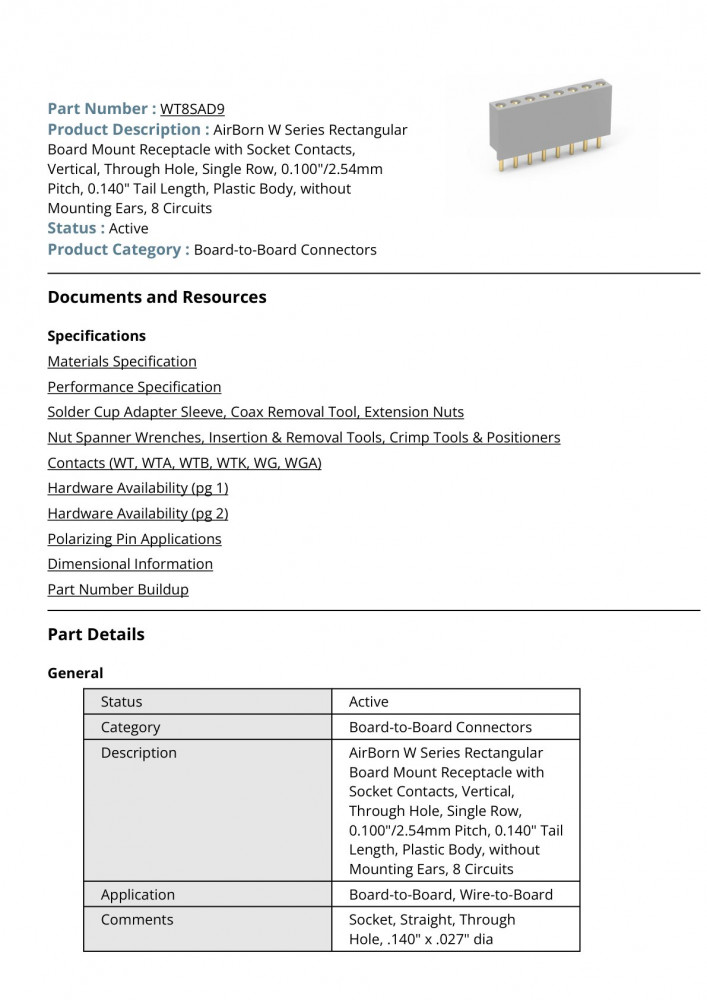 WT8SAD9 product document image, page 1