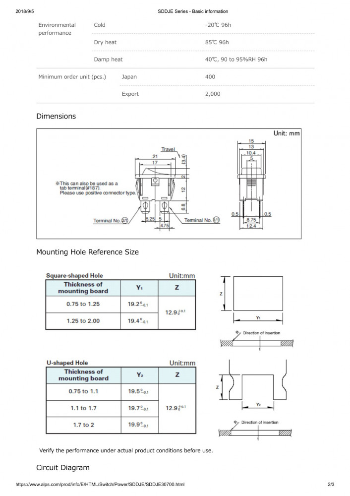 ALPSALPINE SDDJE30700 technical document page 2