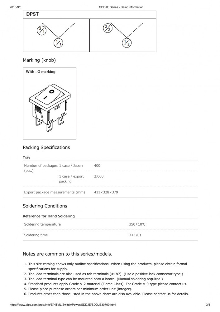 ALPSALPINE SDDJE30700 technical document page 3