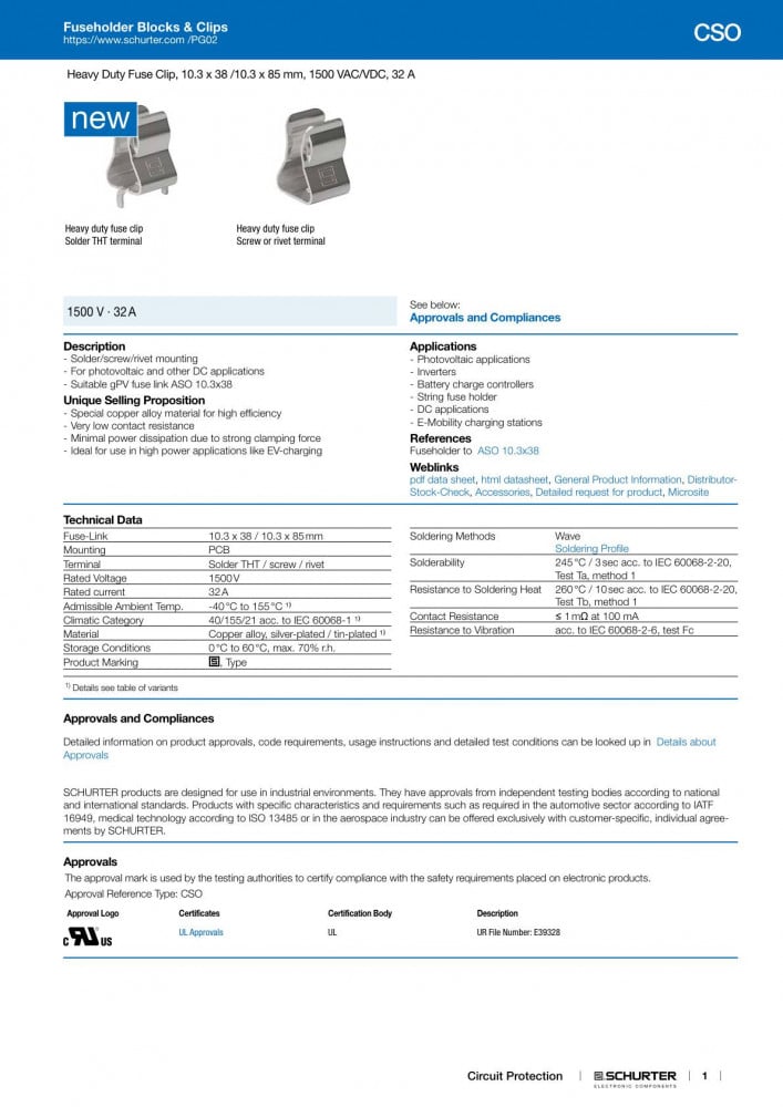 SCHURTER 0751.0502 datasheet page 1