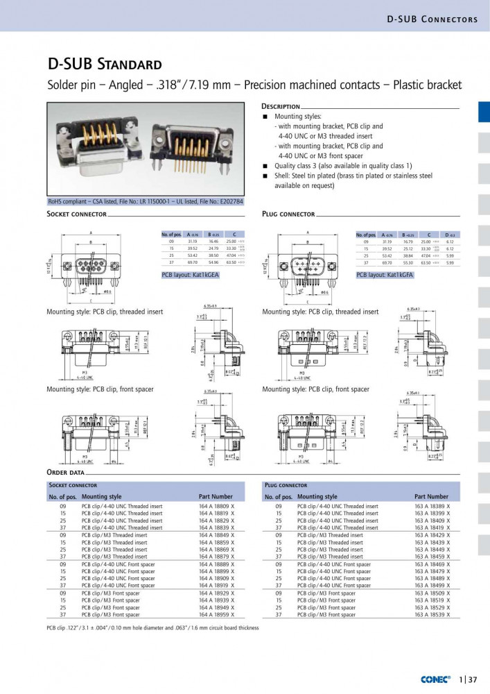 CONEC D-Sub connector technical documentation preview