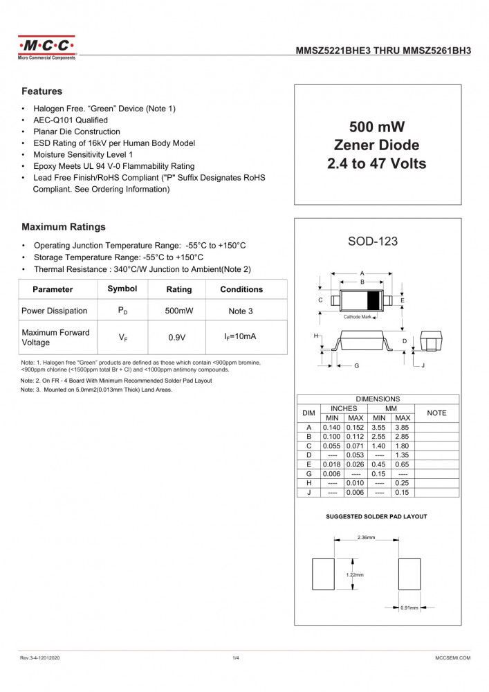 MMSZ5231BHE3-TP datasheet page 1