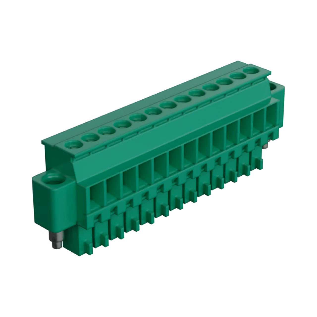 3.50mm Pitch Eurostyle Vertical Plug, with Retention Screws, Front Wire Entry, Green Housing, 13 Circuits for sale