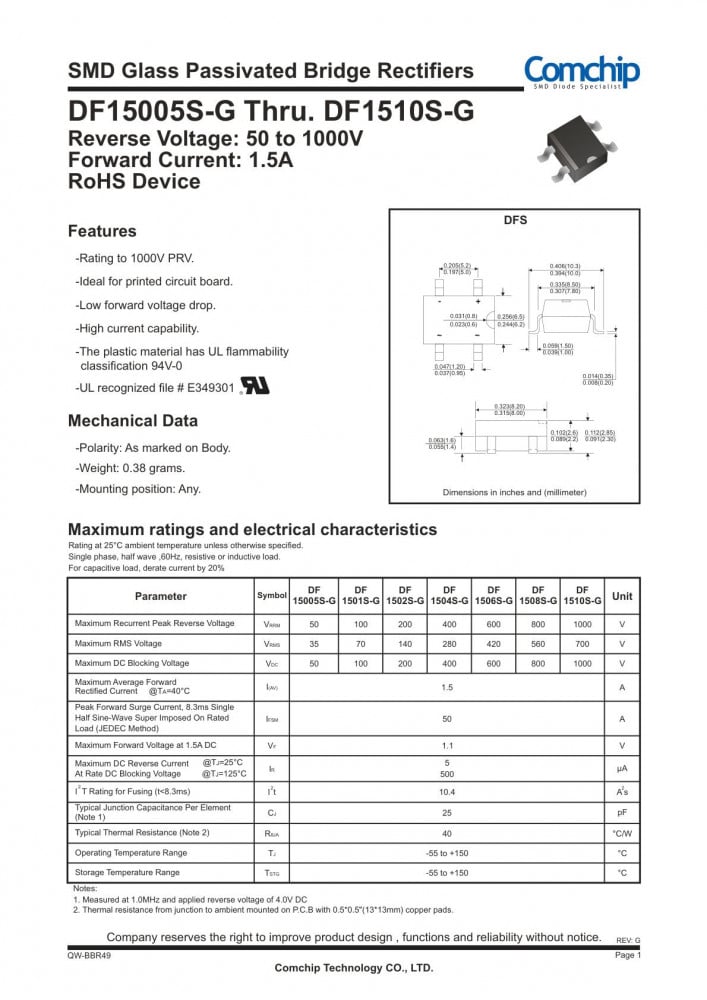DF1508ST-G datasheet page 1