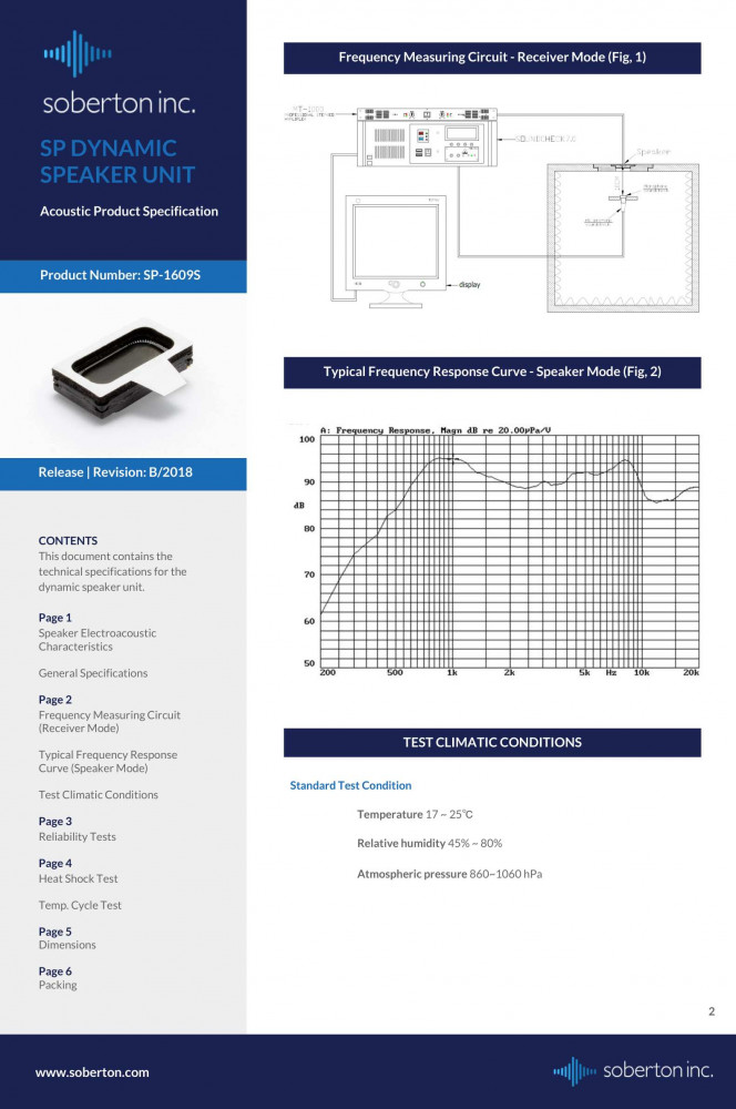 SP-1609S product specification page 2