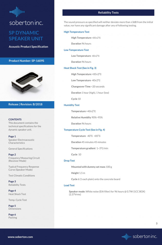 SP-1609S product specification page 3