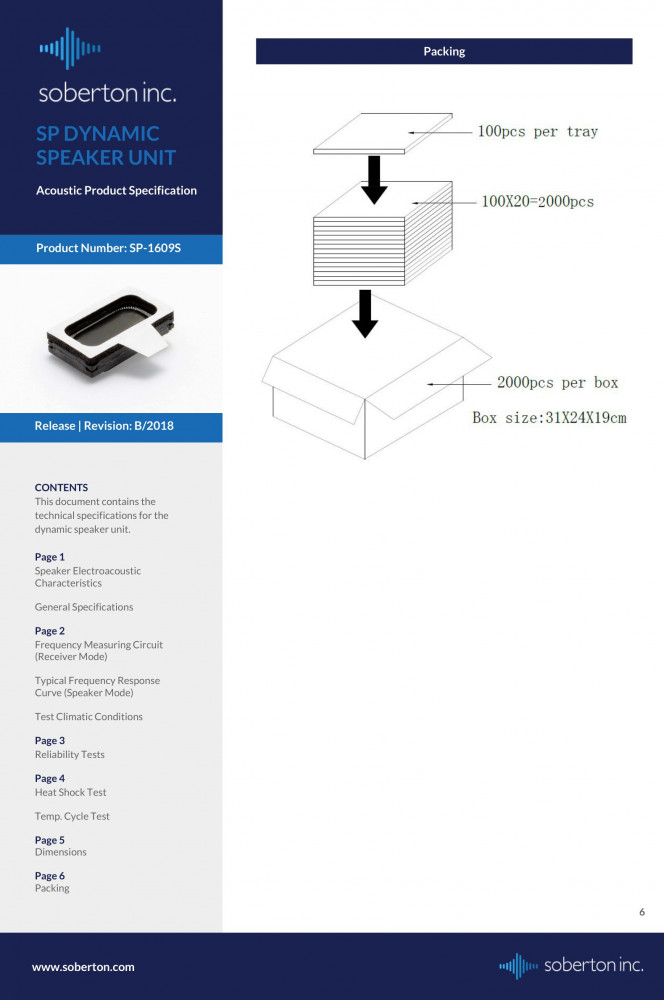 SP-1609S product specification page 6