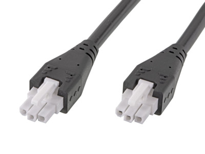 Mini-Fit Jr. Female-to-Mini-Fit Jr. Female Off-the-Shelf (OTS) Overmolded Cable Assembly, Single Row, 180.00mm Length, 3 Circuits, Black for sale