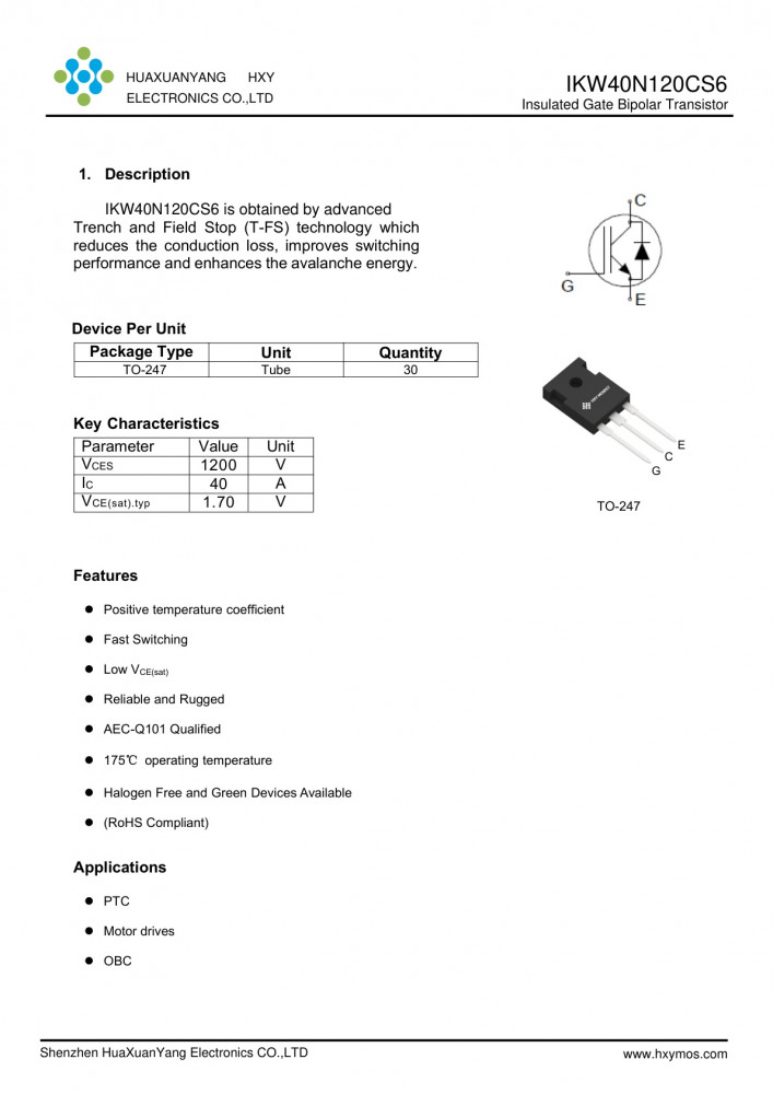 IKW40N120CS6-HXY datasheet page 1