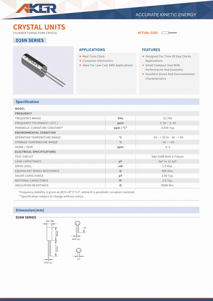AKER D26N Series product documentation page