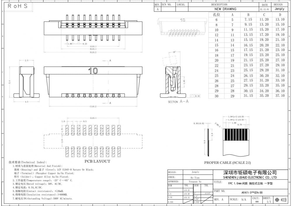 JUSHUO AFA11-S15GTA-00 product drawing
