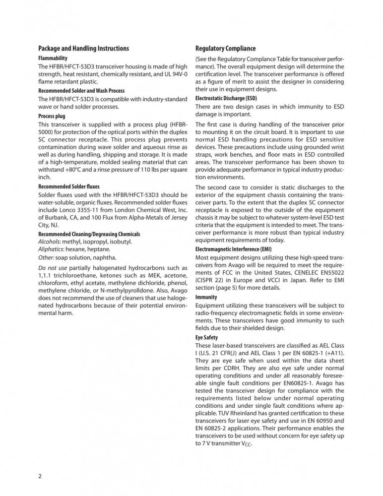 HFBR-53D3FM datasheet page 2