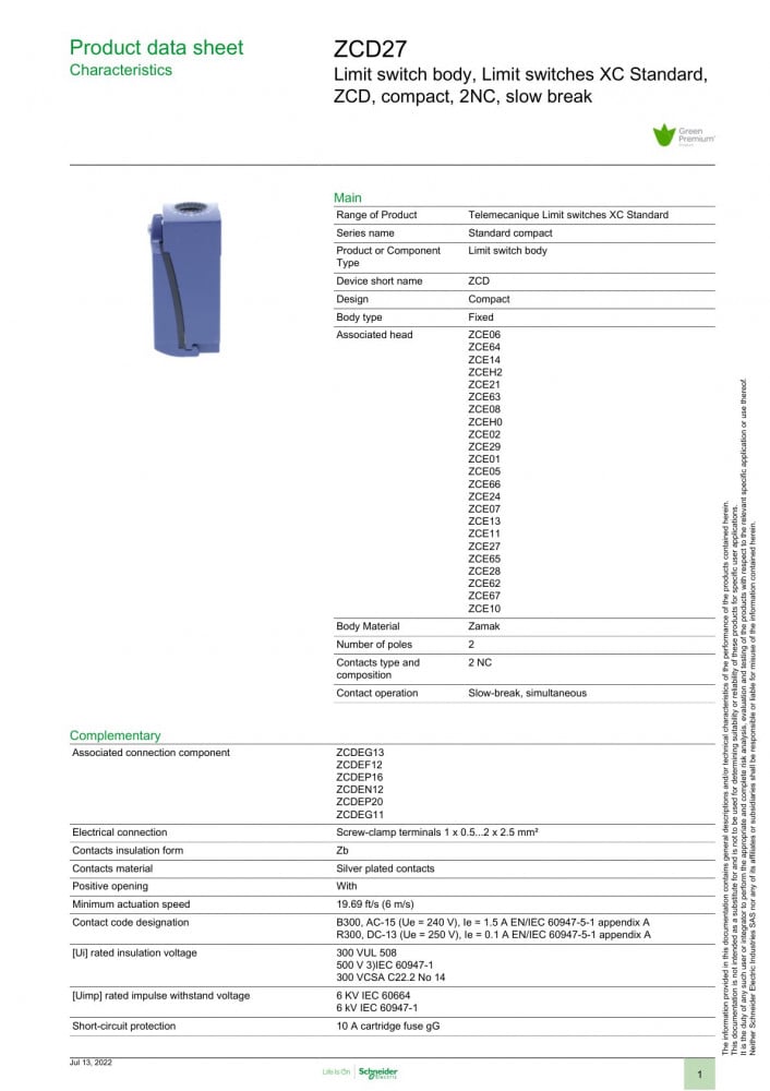 ZCD27 technical document page 1
