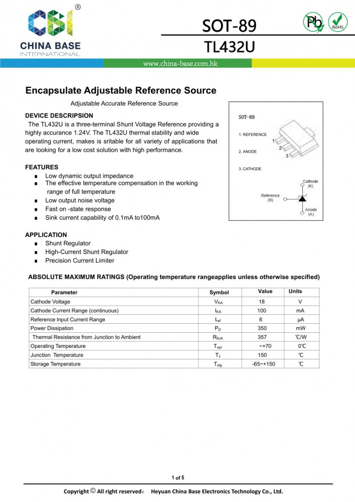 TL432U technical document page 1