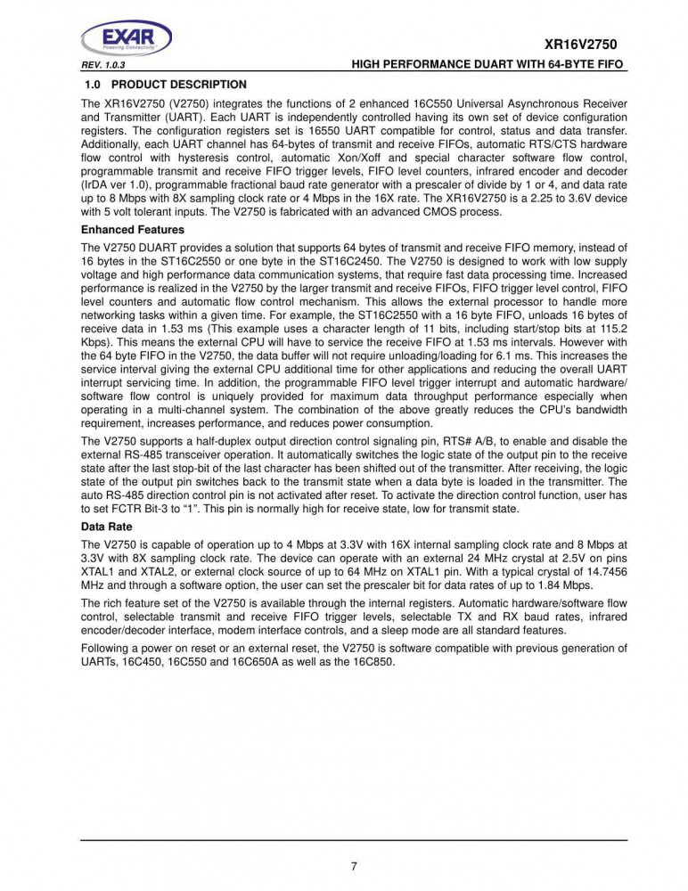 XR16V2750 document page 7
