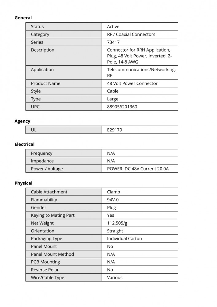 Technical document page 2 for MOLEX 734158330